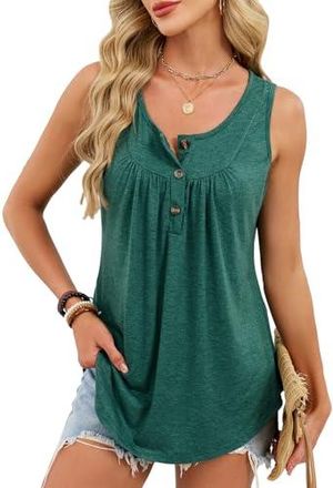 Generic Debardeur Femme Chic et &eacute;l&eacute;gant Chemisier sans Manche D&eacute;bardeur Crop Top Ete Haut Chic et Elegant Fluide Ample Caraco Vetement Femme Tee Shirt sans Ma