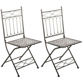 Clp 2 chaises de jardin de style romantique finement d&eacute;cor&eacute;es fixent diff&eacute;rentes couleurs colore : Bronze