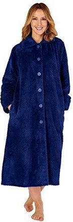Slenderella Ladies Waffle Button Dressing Gown HC4327 Navy XL