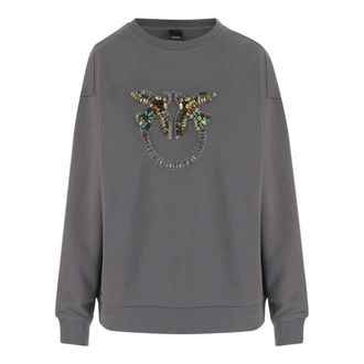 Pinko Pinko, Femme, Sweatshirts et sweats &agrave; capuche, Gris, Taille: 38 FR Cotton SweaT-shirt With Logo
