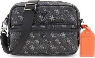Guess Umh&auml;ngetasche Milano Crossbody Double Zip Bag Dark Black schwarz
