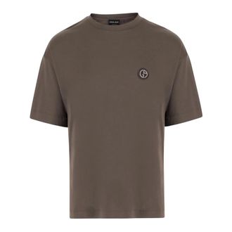 Giorgio Armani T-Shirt aus Baumwollmischung mit Logo - - Tops - Herren - Braun - L