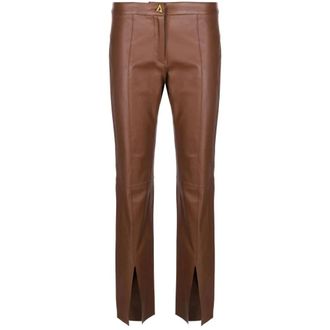 &Aacute;eron Braune Leder Freizeithose - - Trousers - Damen - Braun - XS
