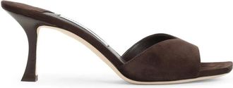 Jimmy Choo London Slipper & Pantoletten - Chocolate Brown Suede Leather Skye 70 Mules - Gr. 36 (EU) - in Schwarz - für Damen