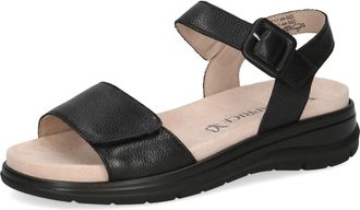 Caprice Damen Sandalen flach aus Leder mit Klettverschluss, Schwarz (Black Nappa), 39 EU