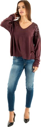 Only Onlstarry Ls Sequin Boxy V-Neck KNT