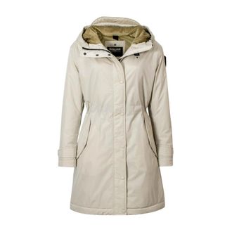 Blauer Langer Nylonparka - - Coats - Damen - Beige - S