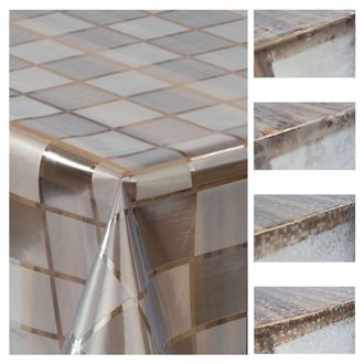 Laro Premium Line 0,3mm weich transparente Tischdecke Folie Transparent Muster Tischschutz Schutzfolie Abwaschbar PVC, Muster:Folie Transparent Karo, Größe