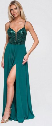 Ombre Abendkleid Damen Abendkleid mit tiefem Dekollet&eacute; und Gorsettschnitt Gr&uuml;n S (kein Set, 1-tlg)