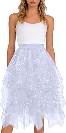 Generic Jupe en tulle longue bouffante pour femme - Costume de carnaval des ann&eacute;es 50 - Jupe en maille avec costume &eacute;lastique - Robe de carnaval - Robe de f&eacute;e