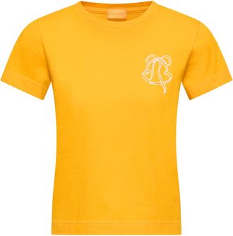 Moncler Moncler Embroidered Logo Cotton T-shirt, Women, Yellow, Size: Xl