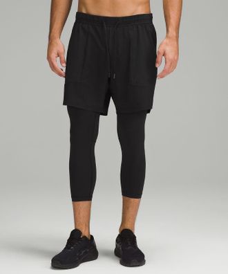 lululemon License to Train 2-in-1-Leggings für Männer - 53 cm - Größe XS in Black