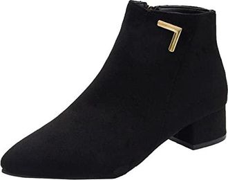 E.SSUE Bottines Femme r&eacute;tro Chunky Antid&eacute;rapantes Bottes Chaud Cheville Chaussons Imperm&eacute;able Confortable Slip On Chaussures Dhiver Femme Talons Epais Pas Ch