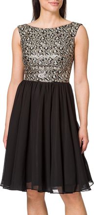Swing Damen Cocktailkleit mit paillettenbesetztem Oberteil, Mehrfarbig (Black/Taupe 1023), 40