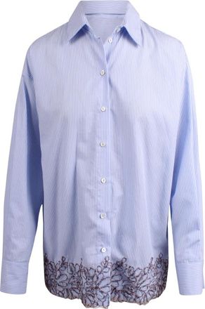 Ermanno Scervino Femme, Blouses et Chemises, Bleu, Taille: 36 FR Chemise &agrave; rayures avec broderie