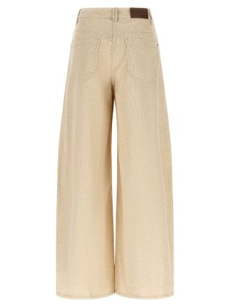 Brunello Cucinelli Cotton-Linen Corduroy Trousers - Beige