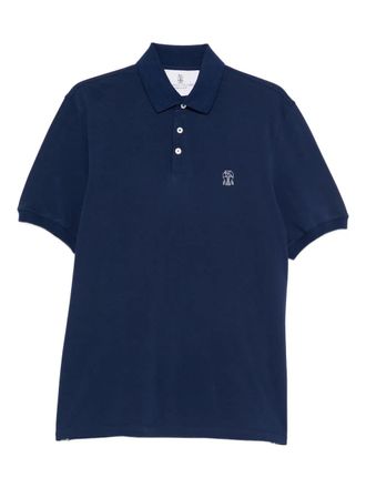 Brunello Cucinelli Poloshirt mit Stickerei - Blau
