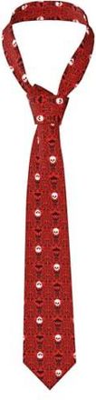 Generic Cravate DAffaires Style Gothique Avec Cr&acirc;ne, Chauve-Souris Et Plantes Rouges Entrelac&eacute;es Classique Necktie &Eacute;l&eacute;gant Cravate Pour L&Eacute;cole Travail Mariage