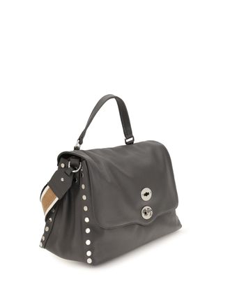 Zanellato Womens Handbag Medium Postina Daily Grey Vulcano Calf Leather Handbags Hand Bags