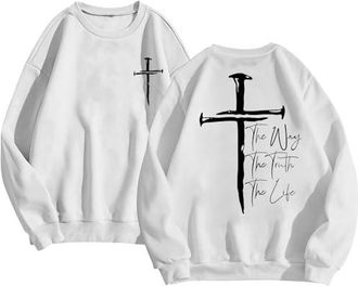 Generic DENGJIAMY Sweats chr&eacute;tiens pour hommes J&eacute;sus Faith V&ecirc;tements Mode Classique Croix Graphique Tops Tendance Printemps Chemise Manches Longues Hommes Pul