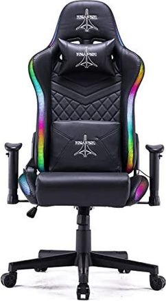 Brigros La voglia di fare Reaper Professioneller Gaming-Stuhl mit integrierter RGB-LED-Technologie, verstellbare Rückenlehne, Bunte LED-Profile mit großer Far