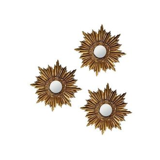 Emde Emde - Lot de 3 miroirs soleil dor&eacute; diam ext 14,5cm
