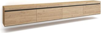 Skraut Home Skraut Home - Meuble tv, Banc T&eacute;l&eacute;, Grand espace de Rangement, 320x45x35 cm, tv grand format, Suspendu, Mural, Style moderne, Ch&ecirc;ne