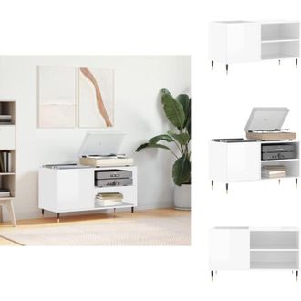 vidaXL Vidaxl - Armoire à disques blanc brillant 85x38x48 cm bois dingénierie - Meuble à Disques - Armoire à Vinyle - Rangement Disque Vinyle - Étagère