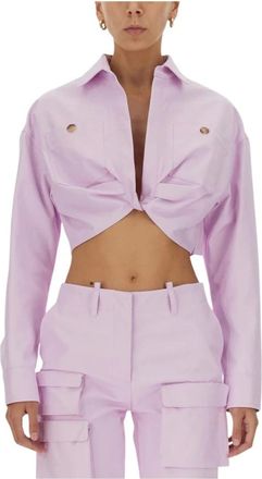 Off-white Femme, Vestes, Violet, Taille: 38 FR V-neck Two Patch Pockets