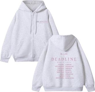 Generic Sweat &agrave; Capuche en Coton Deadline 2025 World Tour Graphic Support Merch High Street Zipper Sweatshirt Unisexe(A-WhiteGray,S)