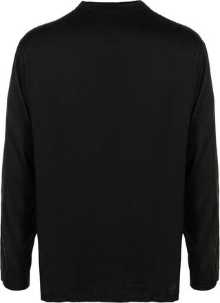 Tom Ford Stretch Silk Henley Shirt - Black