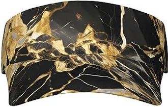 Generic Casquette Visi&egrave;re Texture De Marbre Noir Dor&eacute; Chapeau De Plage R&eacute;glable Respirante Chapeau Pare Soleil Femme, pour Sport, Hommes, La Course, 52-63cm