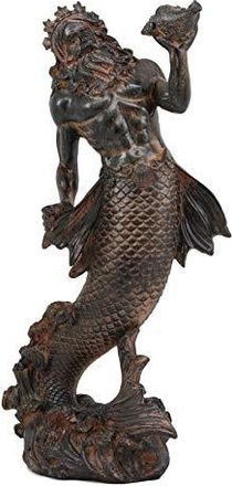 Ebros Gift Ebros Griechische Mythologie, Gott der Meere und Zittern, Merman, Poseidon, Statue, Neptun mit Ozean, Meer, Muschelfigur, nautische Küsten-Kollektion,