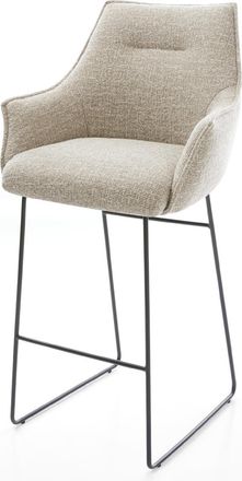 DELIFE Barstuhl Alja-Flex Webstoff Soft Beige Kufengestell Metall Schwarz Taschenfederkern, Barst&uuml;hle