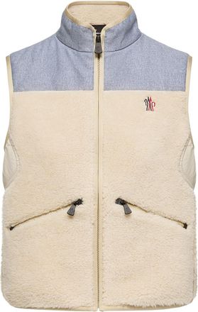 Moncler Moncler Teddy & Chambray Gilet, Women, Beige, Size: Xs