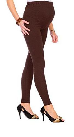FUTURO FASHION Legging Long de Grossesse - &eacute;pais/tr&egrave;s Chaud/tr&egrave;s Confortable - Coton/Doublure Polaire - Taille 36 - Marron