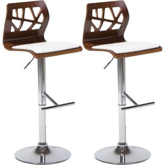 Beliani Beliani - Lot de 2 Chaises de Bar en Cuir pu Pivotantes R&eacute;glables Bois Fonc&eacute; et Blanc Petersburg