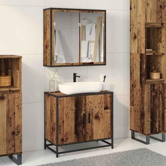 vidaXL Badezimmermöbel Set Wandmontiert 2 pcs Altholz Holzwerkstoff vidaXL