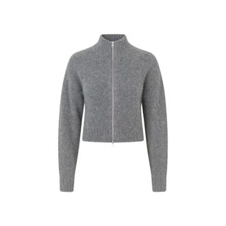 Sams&oslash;e & Sams&oslash;e Femme, Pulls, Gris, Taille: 42 FR Cardigan Gris Tricot&eacute; avec Fermeture &Eacute;clair