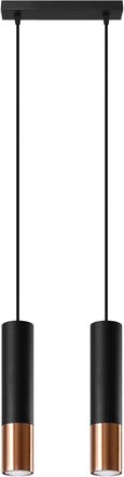 Sollux Lighting H&auml;ngelampe Pendelleuchte H&auml;ngeleuchte - Deckenlampe Stahl - 2 Flammig - LED Lampe Gl&uuml;hbirne - Schwarz Kupfer Loopez