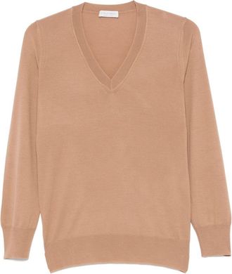 Le Tricot Perugia Pullover mit V-Ausschnitt - Braun