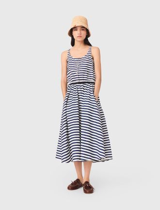 Maje Top Aus Leinenmischung - Wei&szlig;/blau - Maje