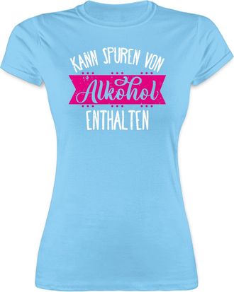 Shirtracer Shirt Damen - Party & - Kann Spuren von Alkohol enthalten I Spruch Alkohol - XL - Hellblau - alkoholiker Tshirt Partyshirt Sauf t-Shirts Motto Shirts 