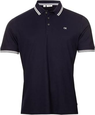 Calvin Klein Hommes Campus 3 Bouton léger côtelée Polo - Pointe Bleu Marine - XL