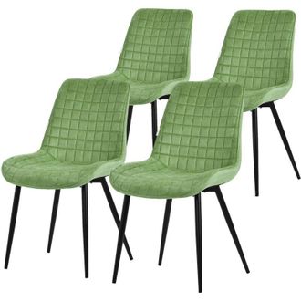 ML Design Esszimmerst&uuml;hle 4er Set, Salbei, Sitzfl&auml;che aus Samt mit schwarzen Metallbeinen, K&uuml;chenst&uuml;hle mit R&uuml;ckenlehne, Wohnzimmerst&uuml;hle, Polsterst&uuml;hle f&uuml;r