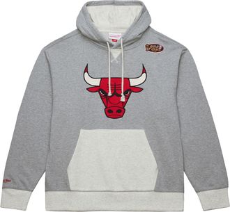 Mitchell & Ness NBA Herren Classic Sweatshirt Hoodie Kapuzenpullover Rundhals Slim Fit Training Fitness-Kleidung Pulli- Chicago Bulls, XXL