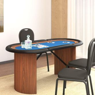 vidaXL Table de poker 10 joueurs Bleu 160x80x75 cm vidaXL