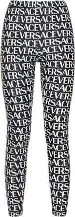 Versace Femme, Pantalons, Noir, Taille: 32 FR Leggings Imprim&eacute;s avec Logo All-over