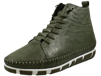 Gemini Damen Stiefelette Mokassin Design aus Leder mit Gummi Schn&uuml;rung 395174-01, Gr&ouml;&szlig;e:38 EU, Farbe:Gr&uuml;n