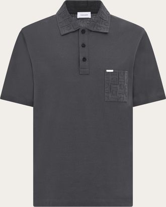 Ferragamo Herren Kurzärmliges Polohemd mit Brusttasche Grau